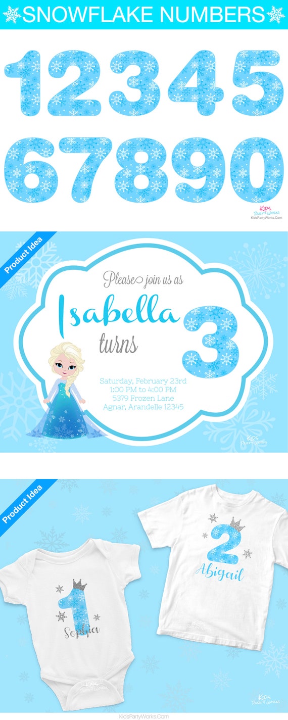 Numbers Clipart - Snowflakes Number Clipart - Number Iron-On - Birthday ...