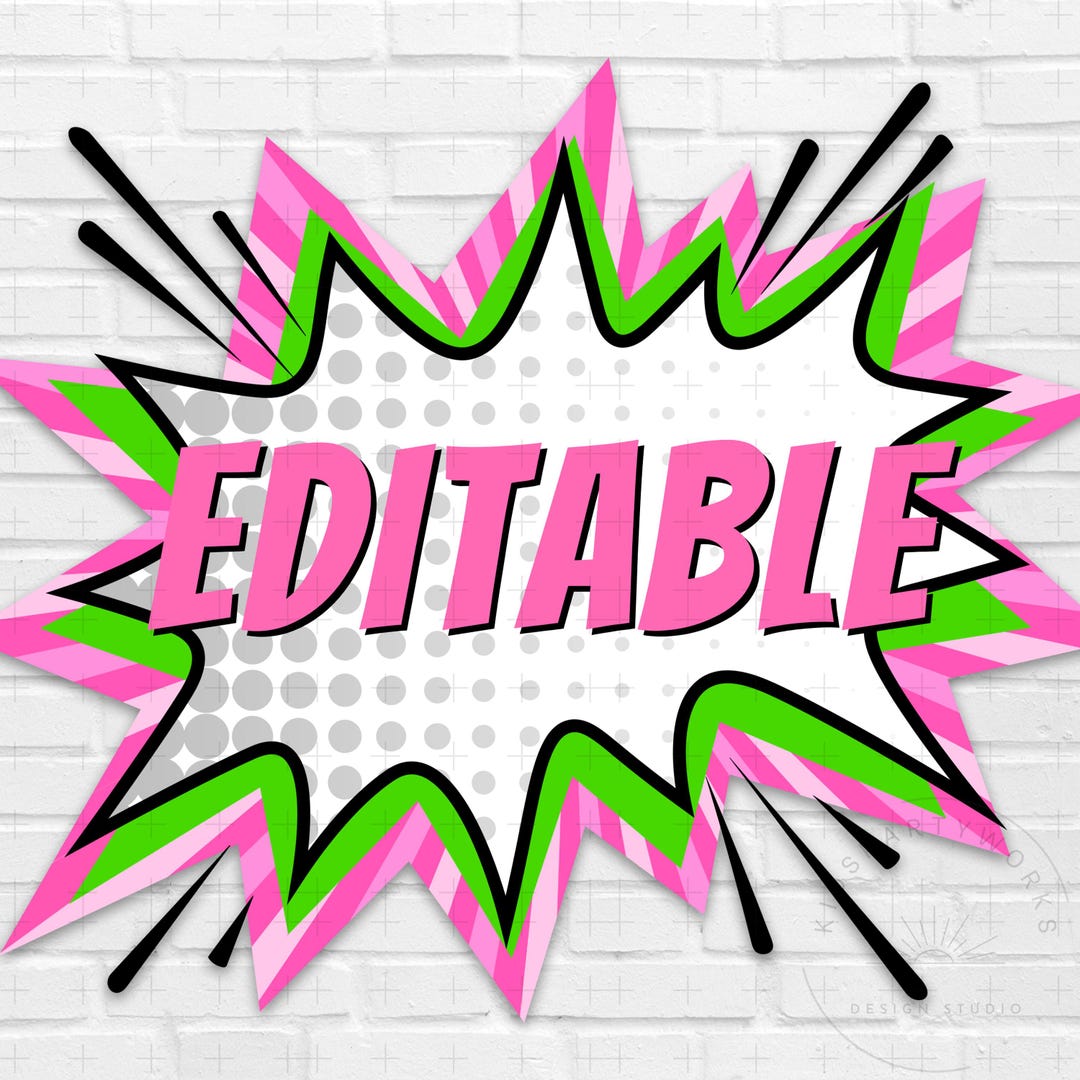 Editable Bubble, Superhero Word Bubble, Speech Bubble, Superhero Sign ...
