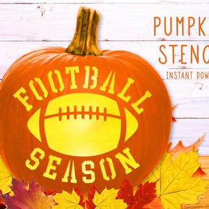Football Season Pumpkin Stencil, Pumpkin Stencil, Pumpkin Carving ...