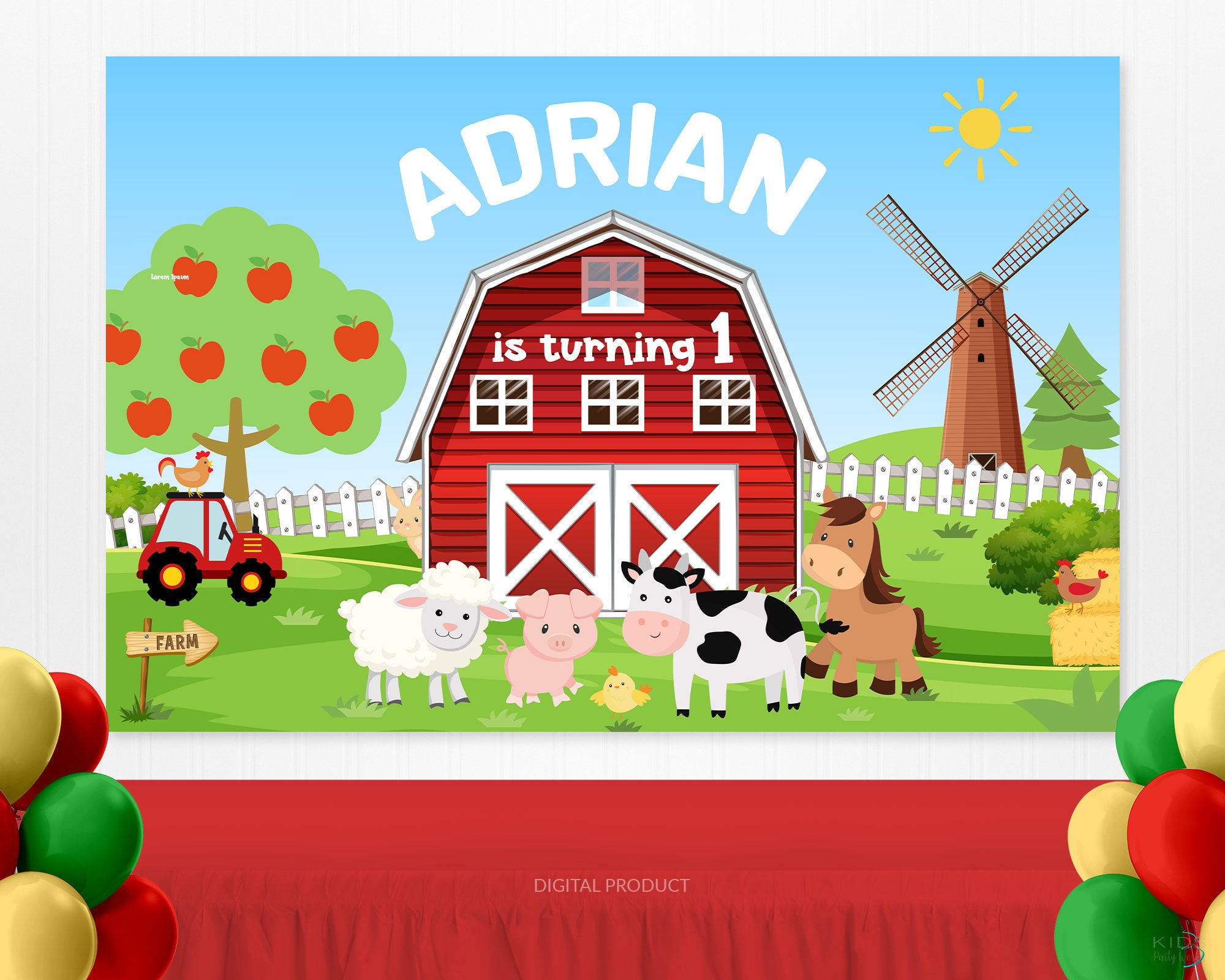 Farm Birthday Backdrop Barnyard Birthday Farm Backdrop - Etsy