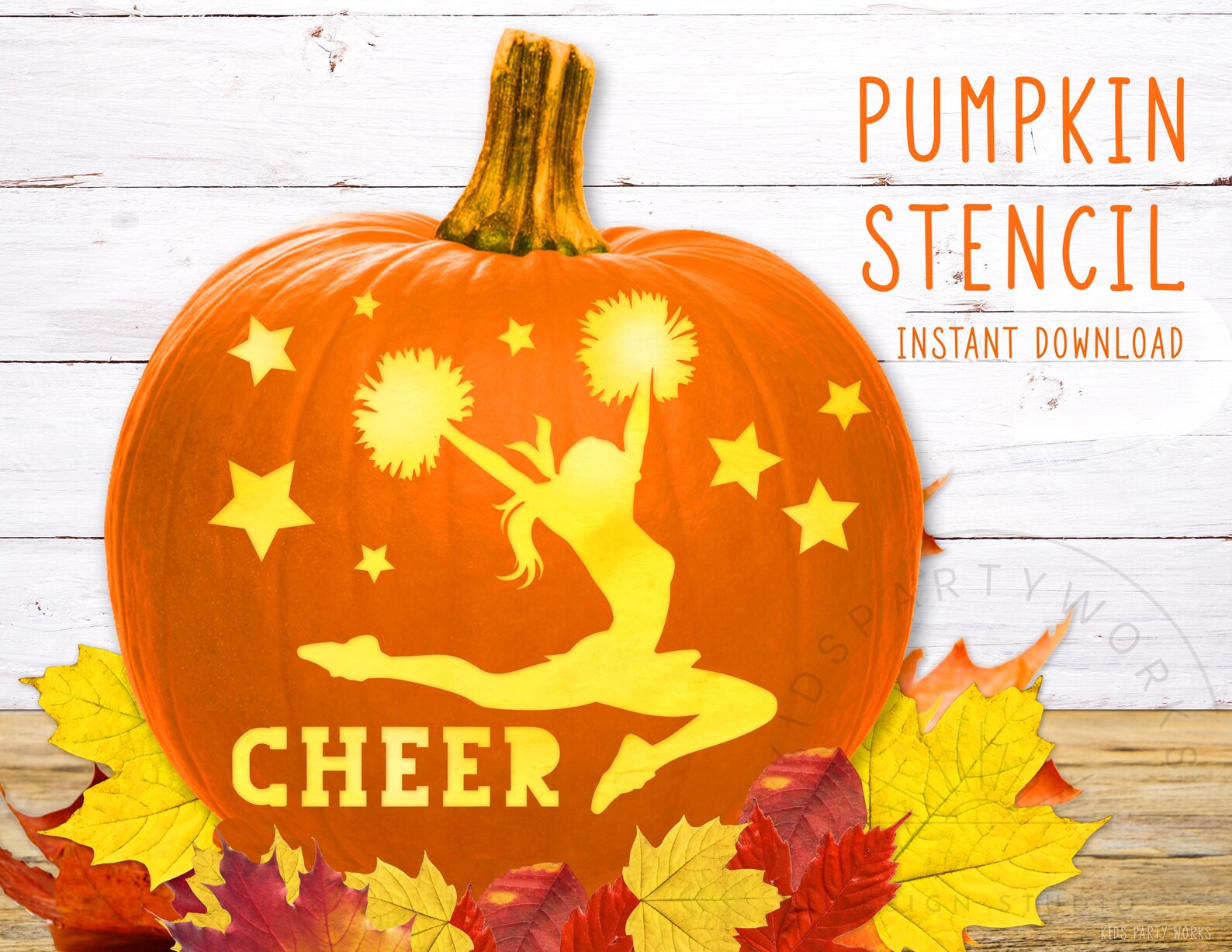 Cheerleader Pumpkin Stencil, Cheerleading Printable Stencil, Jack O ...