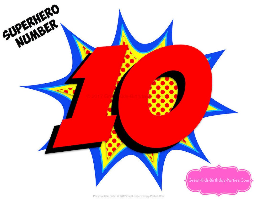 SUPERHERO NUMBER - Superhero Printables - Number 10 - Superhero ...