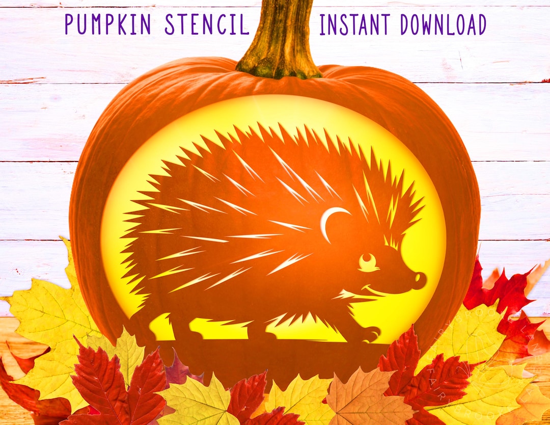Hedgehog Pumpkin Stencil, Cute Halloween Animal PRINTABLE Stencil ...