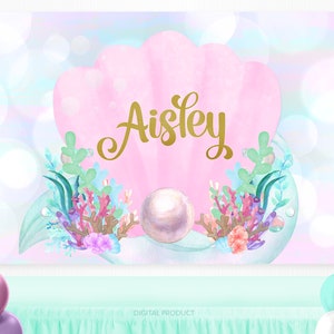 Mermaid Backdrop, Mermaid Birthday, Mermaid Party, Mermaid Shell Banner ...