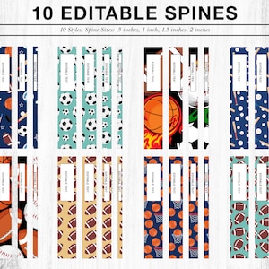 BINDER COVERS Printable EDITABLE, Boys Sports Binder Covers, Kids ...