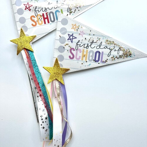 First Day of School Printable Pennant Flag Editable Template - Etsy