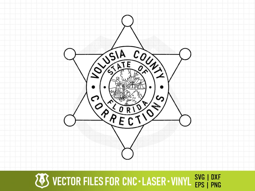 Volusia County Florida Corrections Department Star Badge Vector Clipart ...