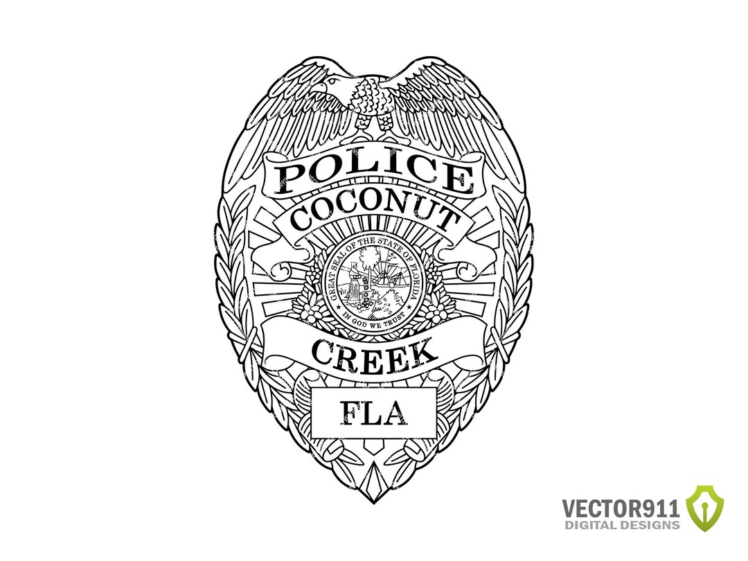 Coconut Creek Florida Police Officer Badge, FL Law Enforcement Logo ...