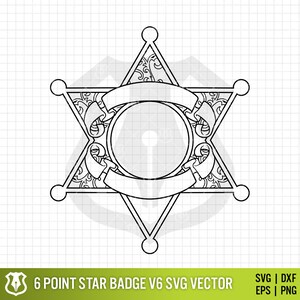6 Point Star Badge V6 SVG Vector Police Sheriff Deputy Star Shaped ...
