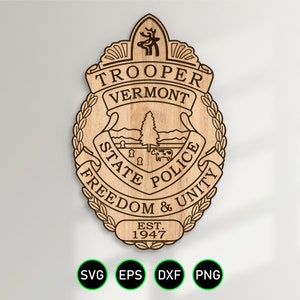 Vermont State Police Trooper Badge SVG, Highway Patrol Shield Vector ...