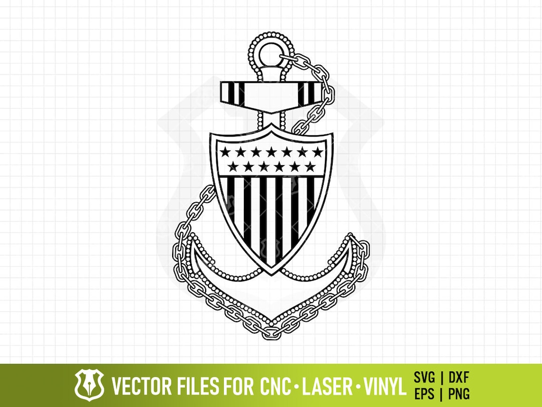 USCG Coast Guard E7 Chief Petty Officer Anchor Vector Clipart File ...