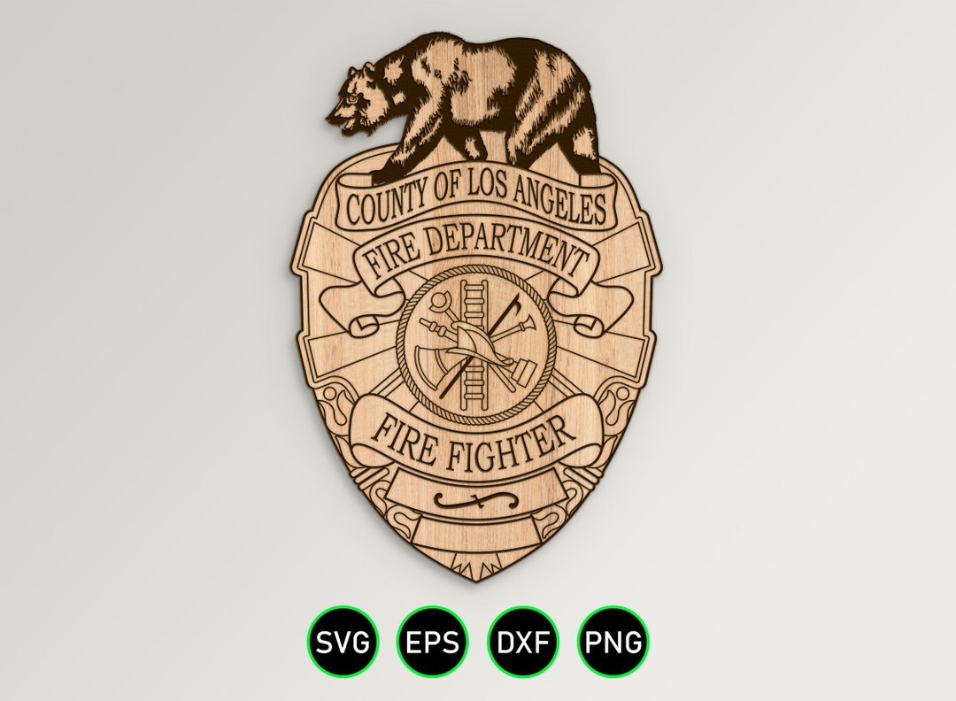 Los Angeles California Fire Department Badge SVG, LA County Firefighter ...