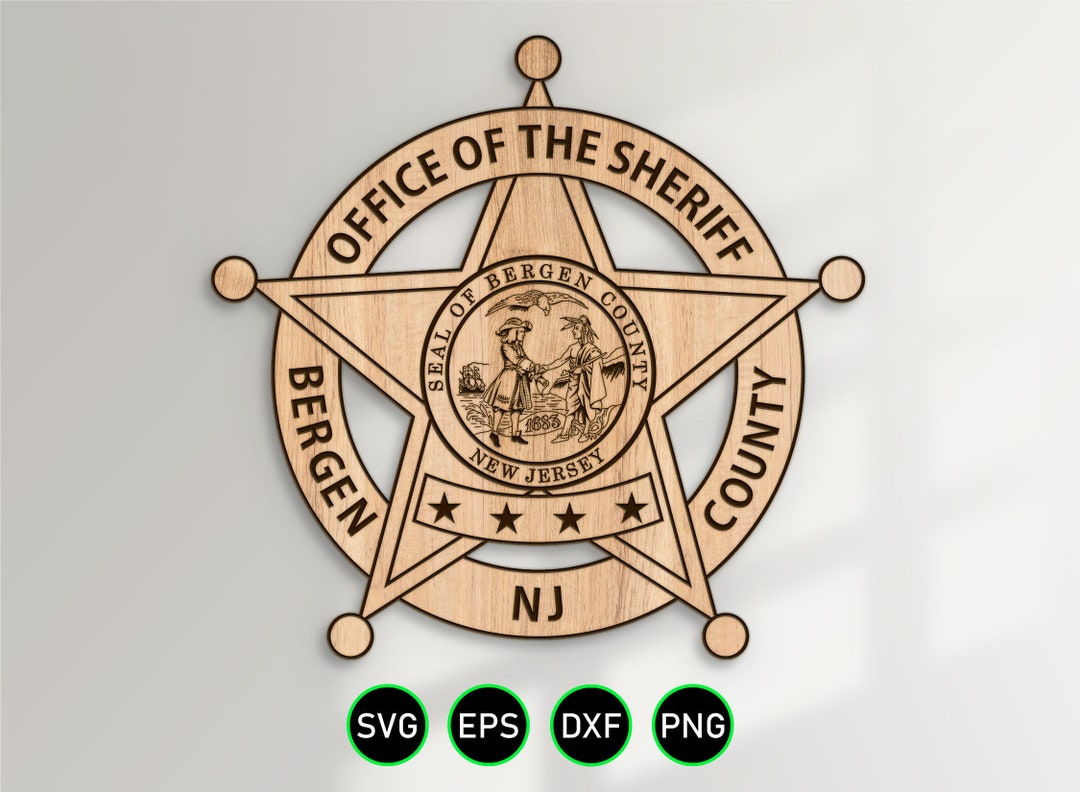 Bergen New Jersey Sheriff Badge SVG, County Sheriff's Office Star ...