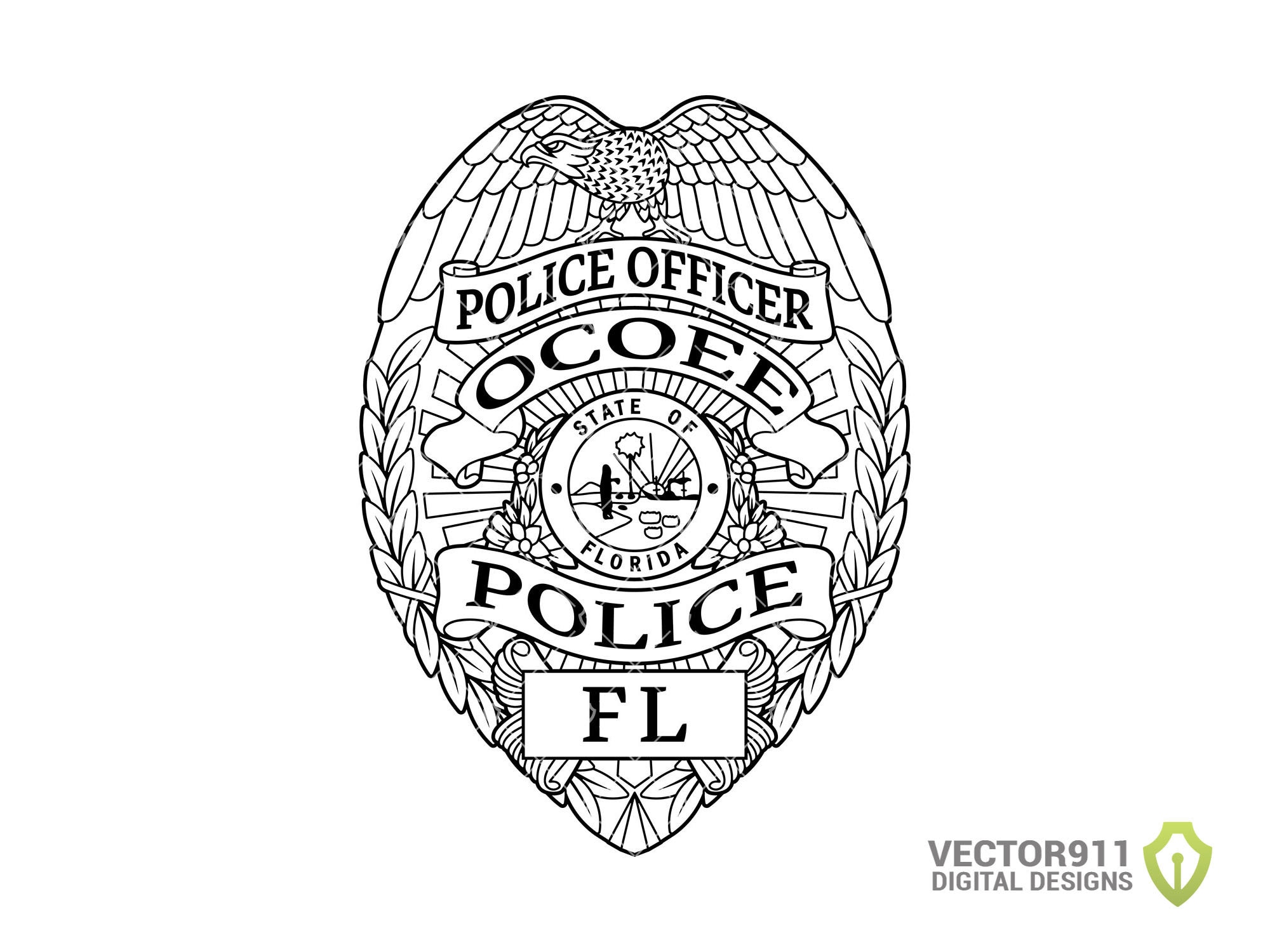 Police Officer Badge Coloring Page Sketch Coloring Page