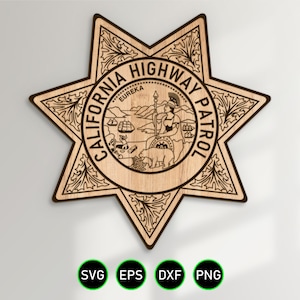 California Highway Patrol Badge Without Rank Banner SVG, CHP State Police Trooper Star Vector ...