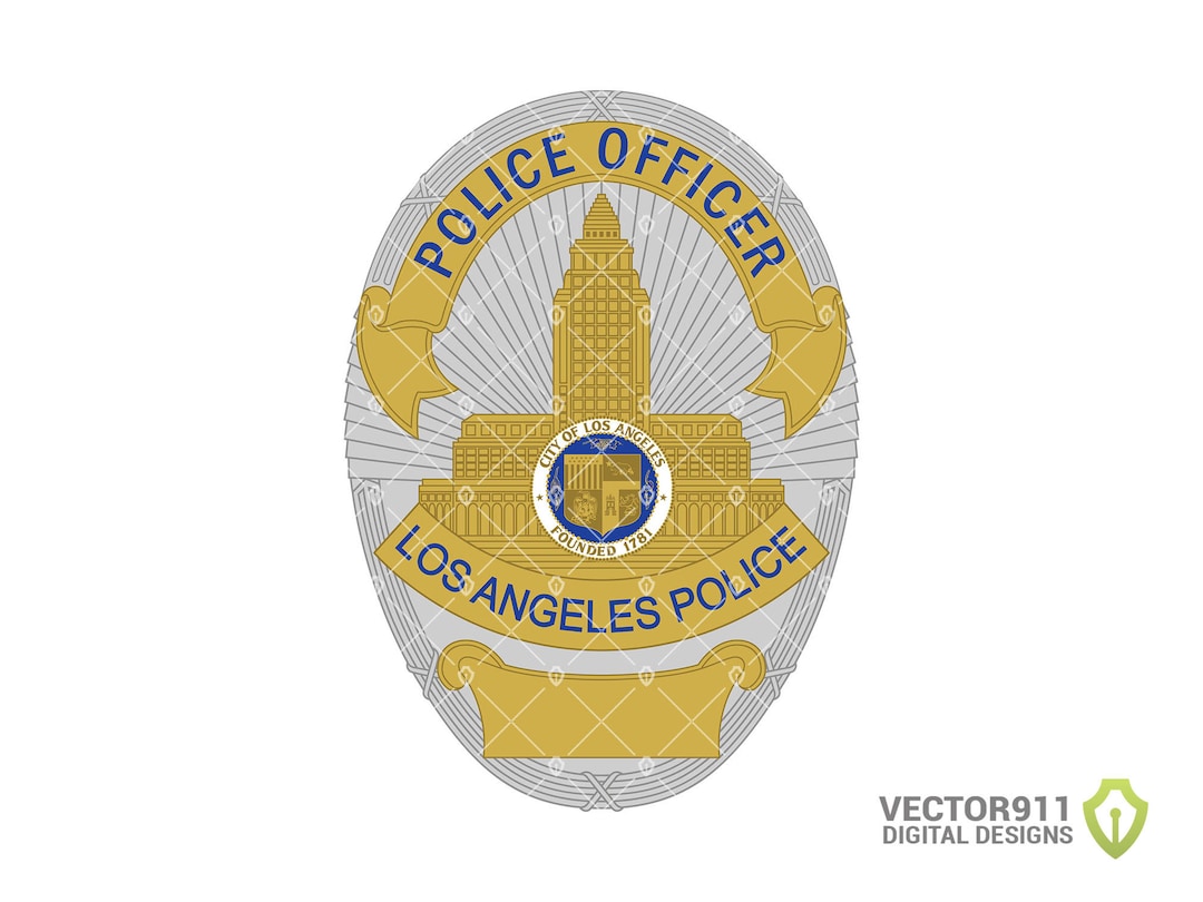 LAPD Police Officer Badge, Los Angeles Police Department in Svg, Eps, Dxf, and Png Digital ...