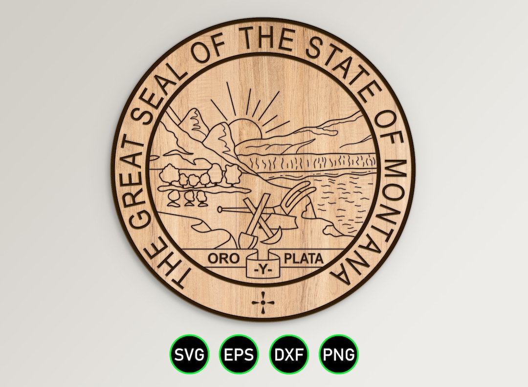 State Seal of Montana SVG, MT Great Seal Vector Clipart for Woodworking ...
