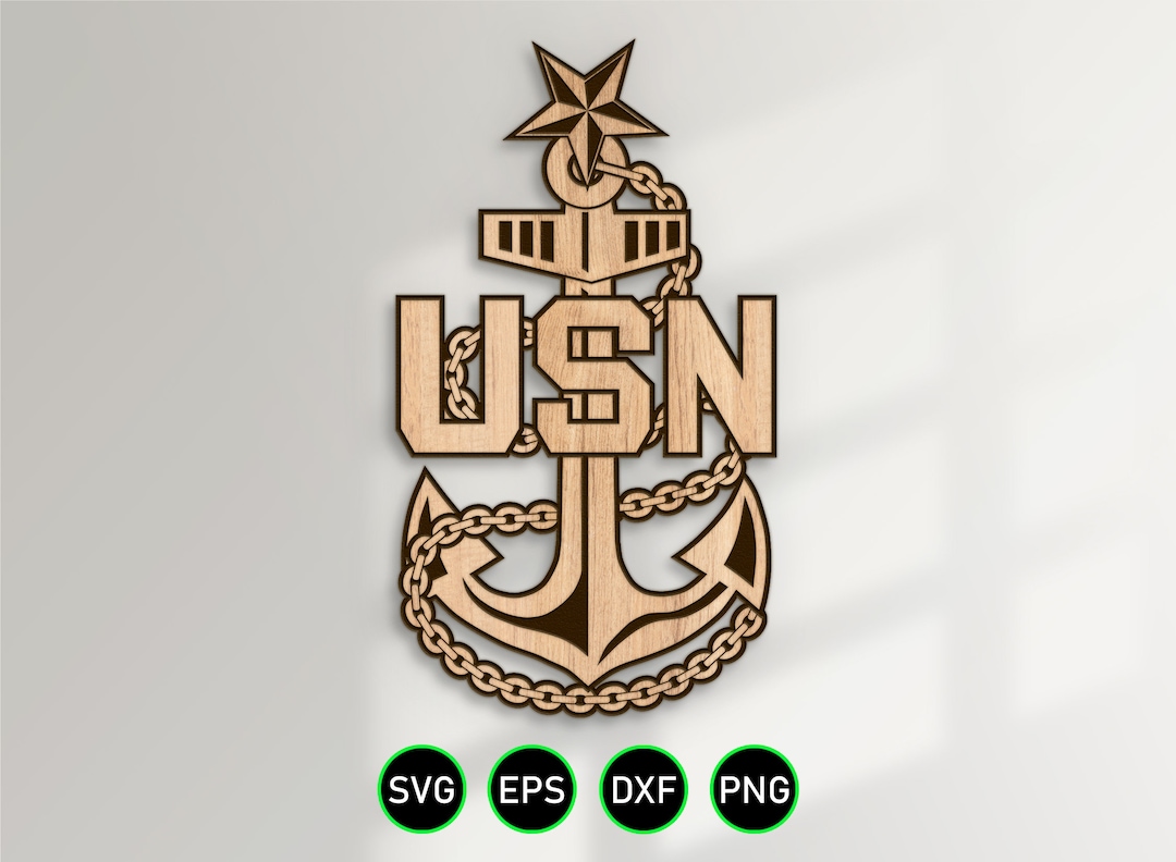 Navy Senior Chief Anchor SVG, USN Senior CPO E8 Rank Insignia Vector ...