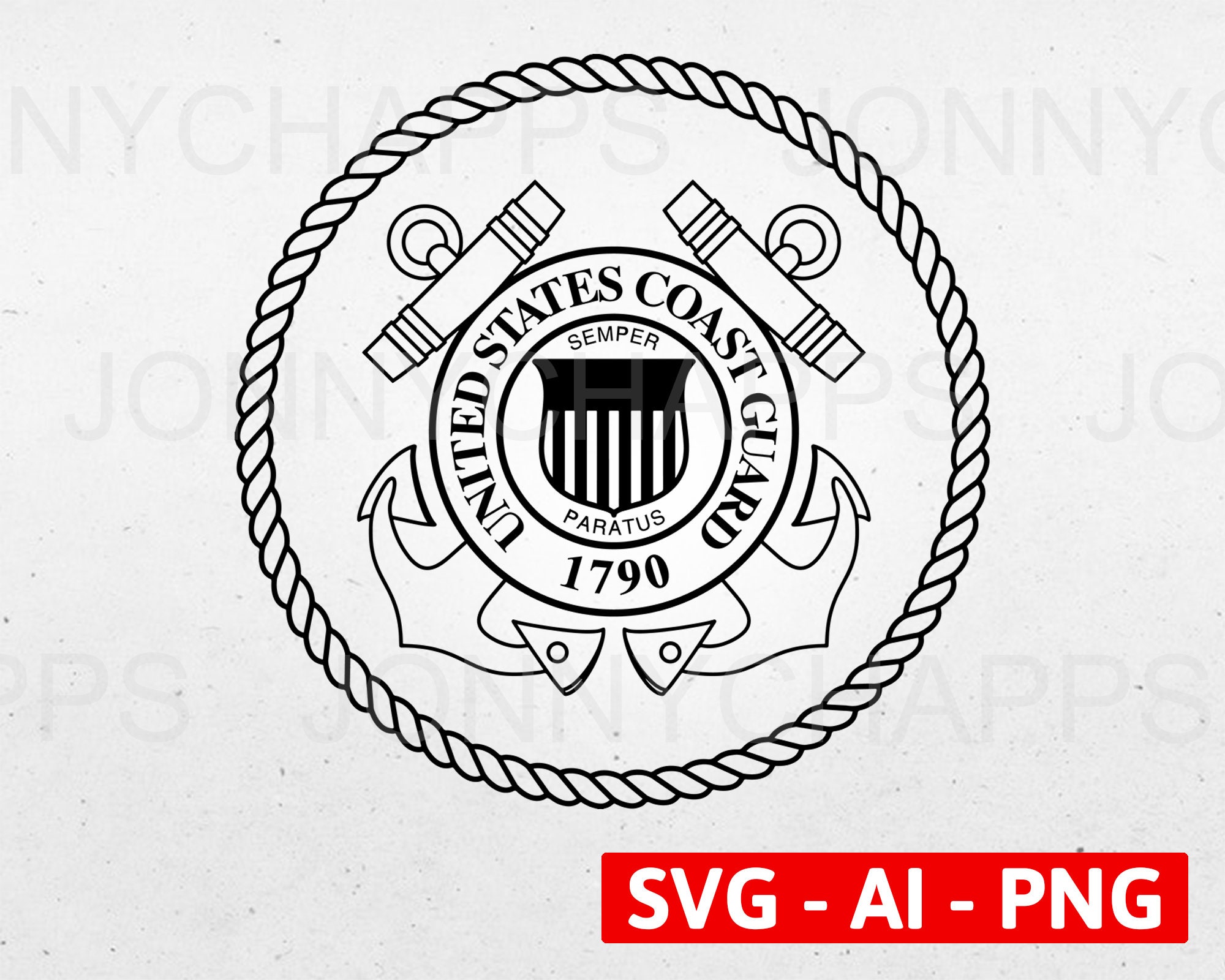 Papercraft .png USCG LSS Pin Logo Digital Vector .ai .svg Coast Guard ...