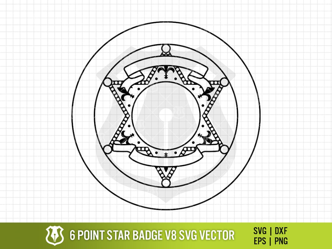6 Point Star Badge V8 SVG Vector Police Sheriff Deputy Star Shaped ...