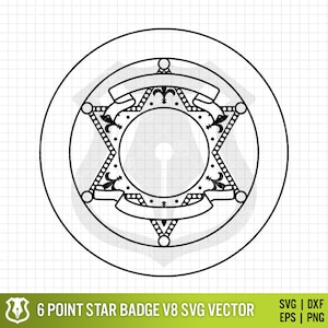 6 Point Star Badge V8 SVG Vector Police Sheriff Deputy Star Shaped ...