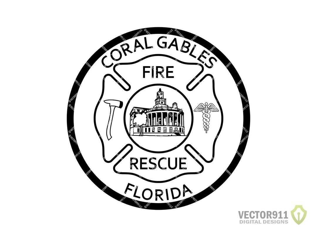 Coral Gables FL Fire Rescue Emblem, Florida Fire Department Seal Logo ...