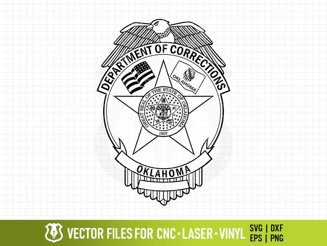 Oklahoma Department of Corrections Badge, OK NOCC Logo Seal Insignia ...