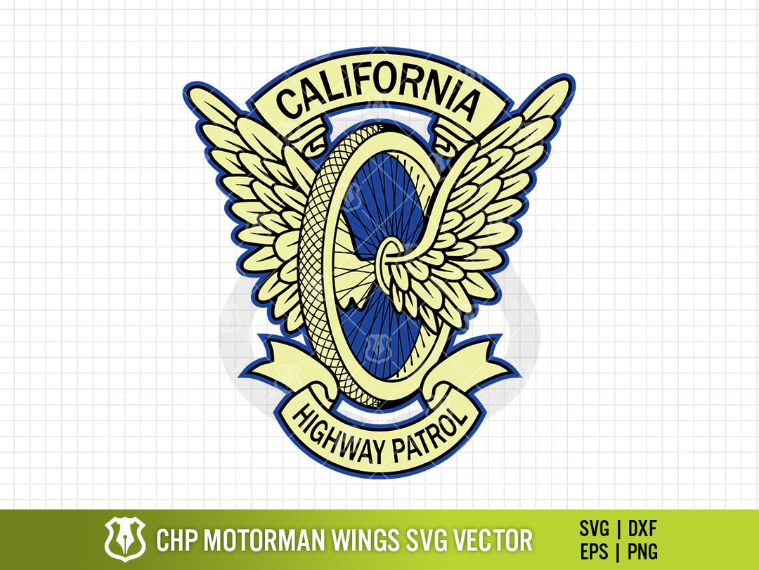 California Highway Patrol CHP Motorcycle Motorman Wings Badge Emblem in Svg, Eps, Dxf, and Png ...
