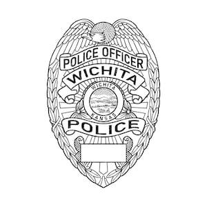 Wichita Kansas Police Badge SVG, City Police Department Officer Vector ...