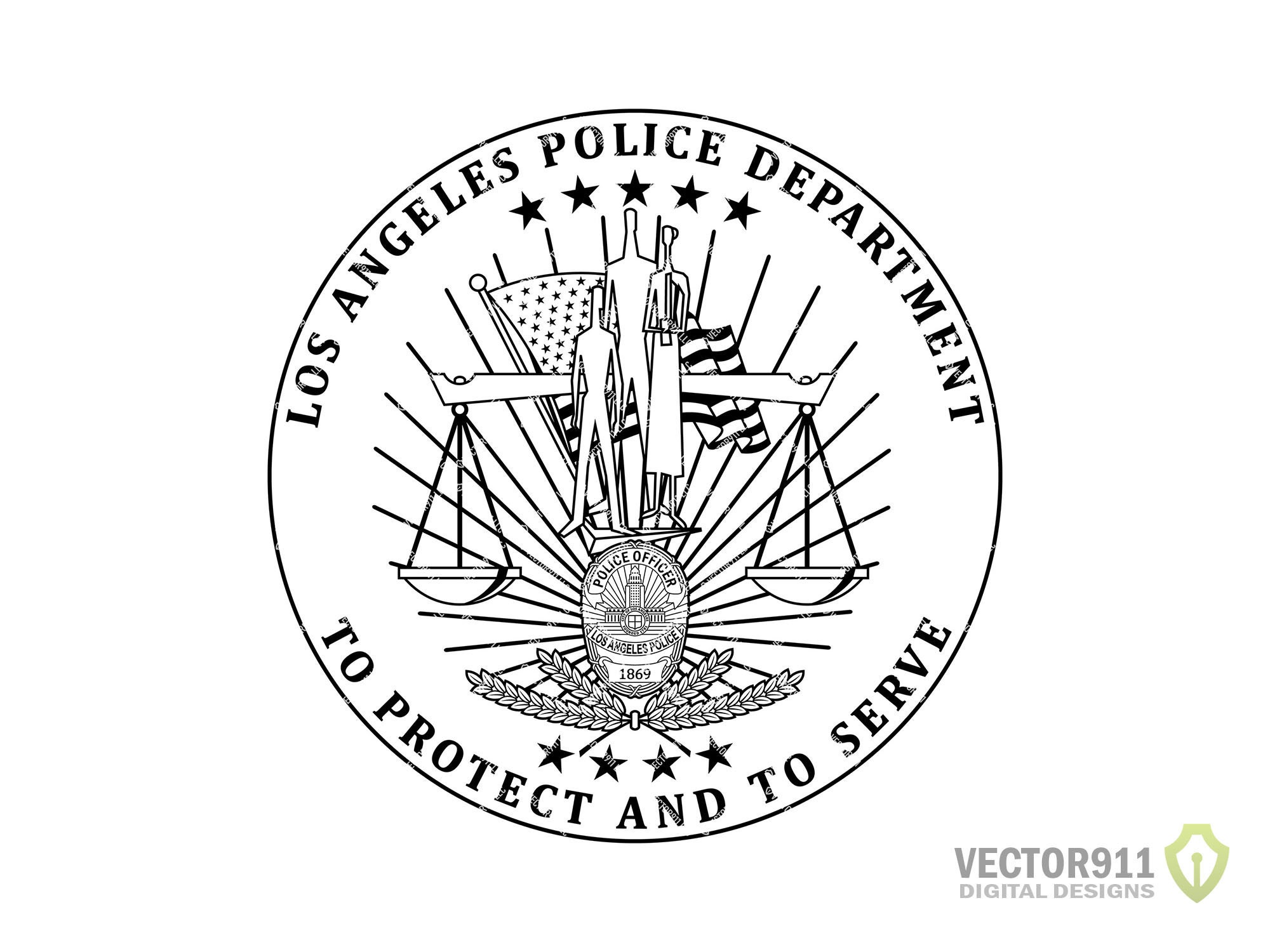 Lapd Badge Drawing