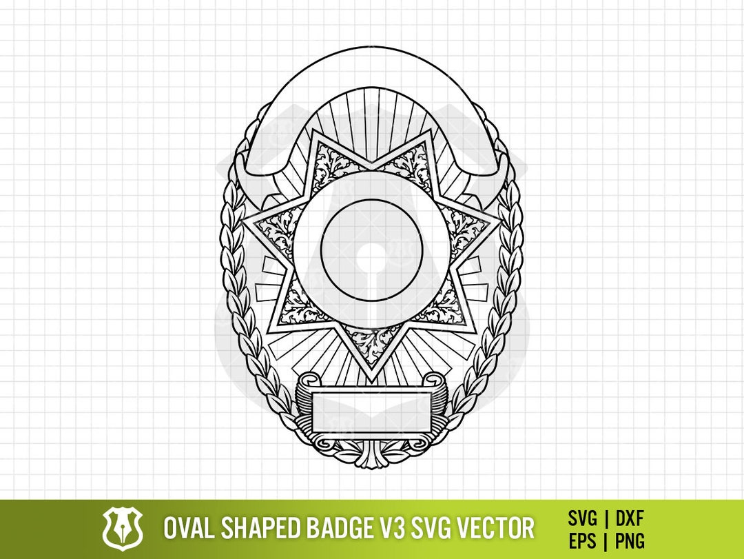 Oval Shaped Badge V18 SVG Vector Blank Police Sheriff Fire Badge Vector ...