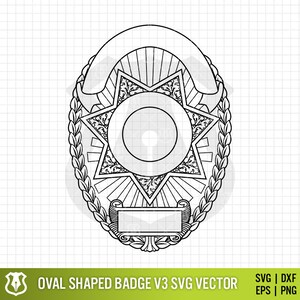 Oval Shaped Badge V18 SVG Vector Blank Police Sheriff Fire Badge Vector ...