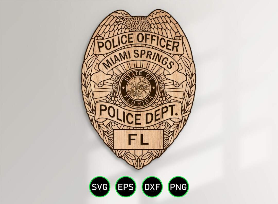 Miami Springs Florida Police Badge SVG, City Police Department Officer ...