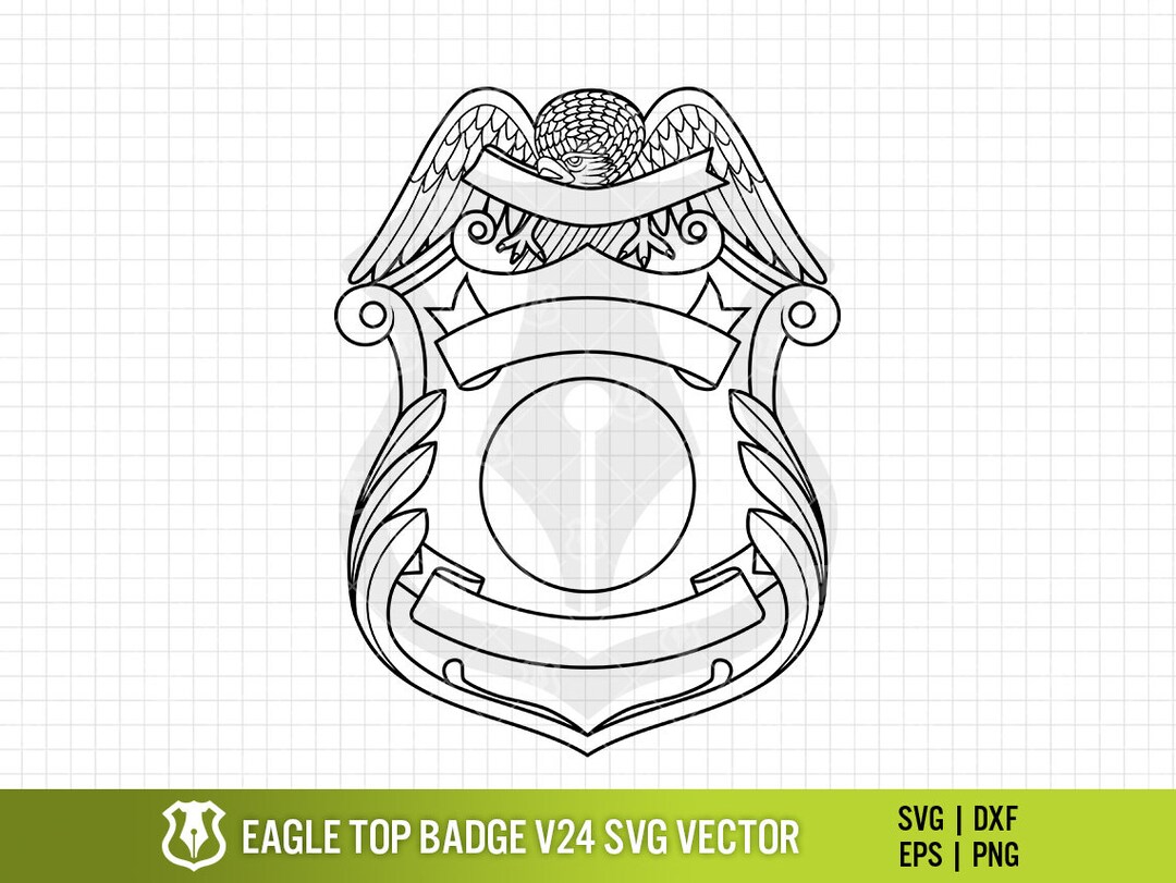 Eagle Topped Police Badge Vector Clipart for CNC and Laser Engraving - Etsy