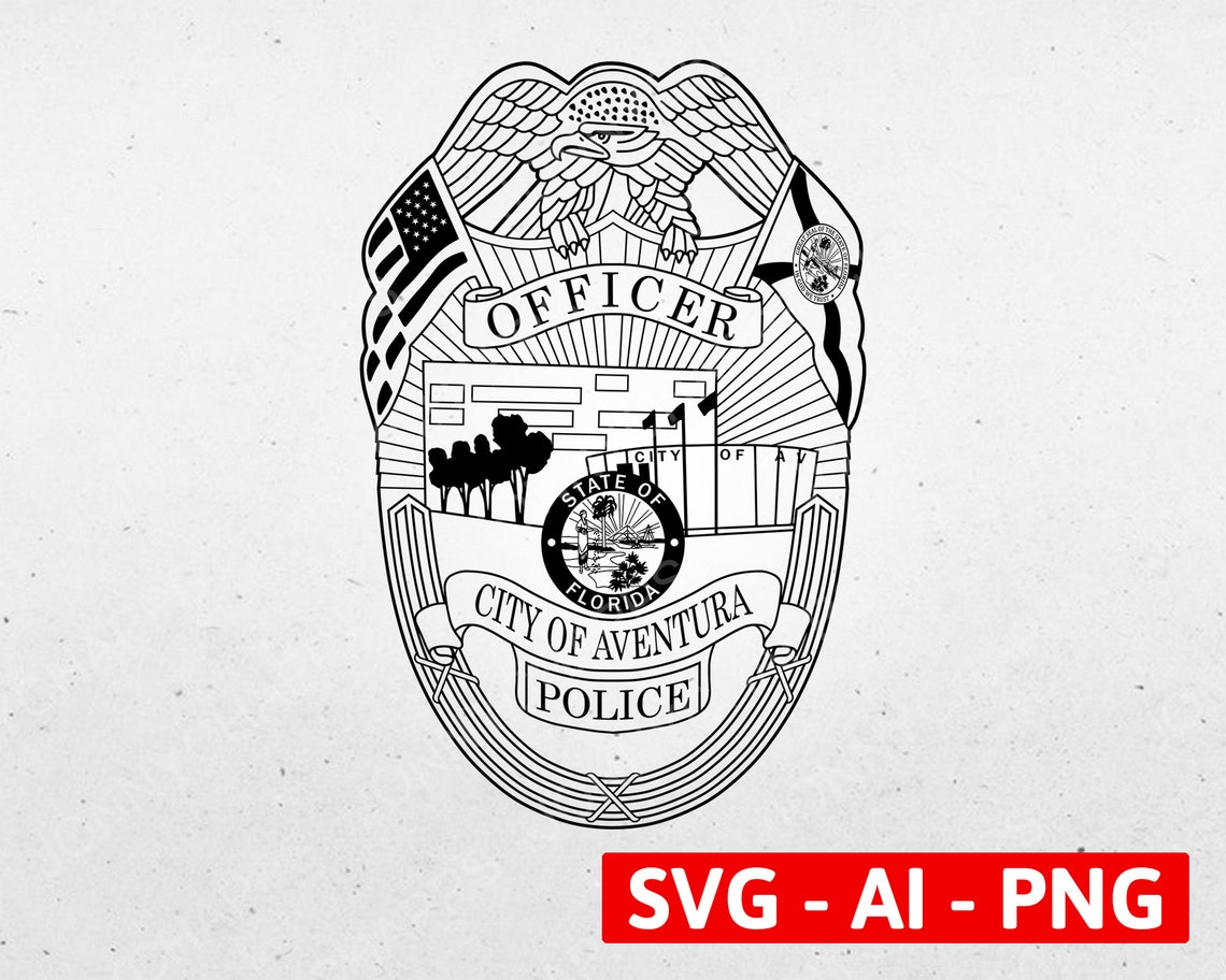 Aventura Florida Police Officer Badge FL City Law Enforcement - Etsy