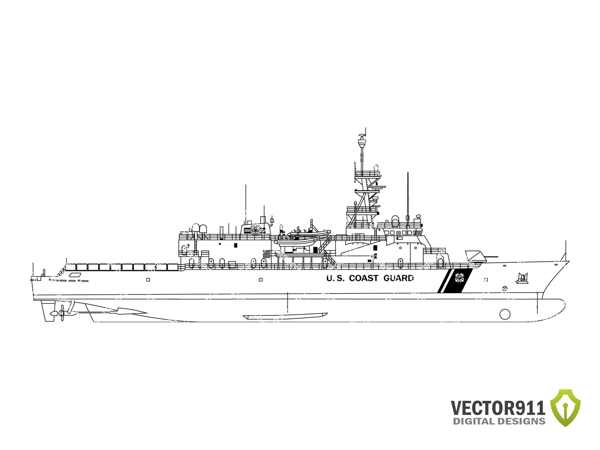 USCG OPC Offshore Patrol Cutter Side Profile Outline Coast - Etsy