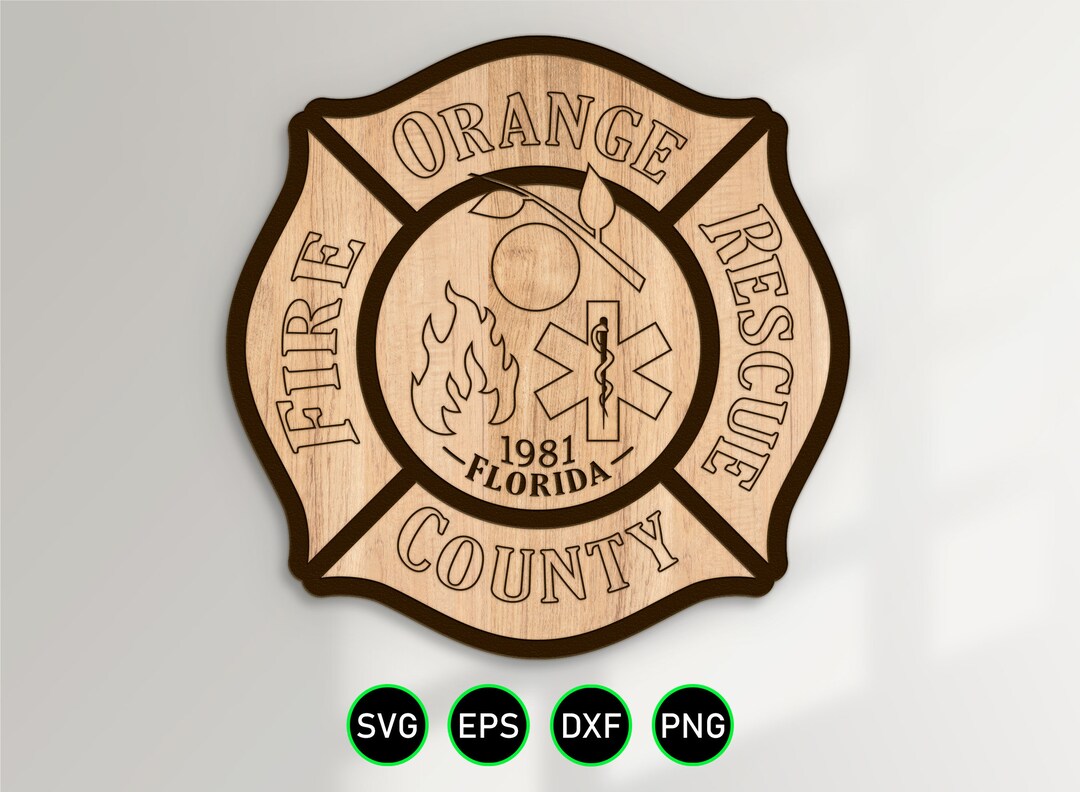 Orange Florida Fire Emblem SVG, County Fire Department Rescue ...