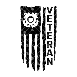 US Coast Guard Veteran Flags SVG Bundle USCG American Flags Png Bundle ...