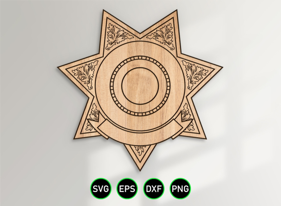 Seven Point Star Badge V12 SVG, Blank Sheriff Police Shield Design ...