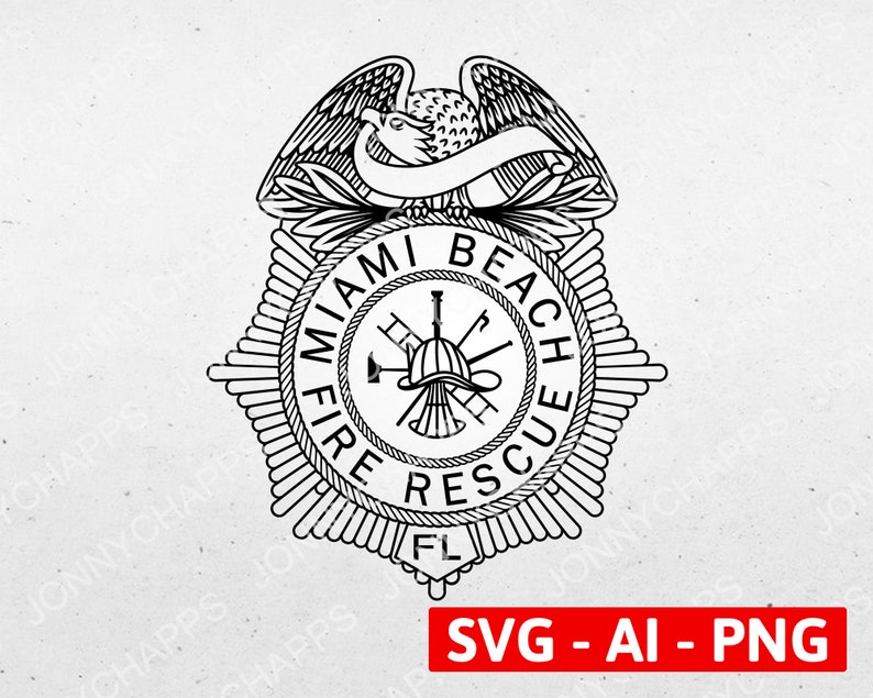 Miami Beach Florida Fire Rescue Emblem Miami Beach FL Fire - Etsy