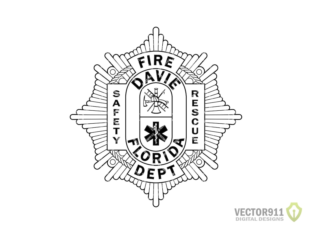 Davie FL Fire Rescue Emblem, Florida Fire Department Seal Logo Digital ...
