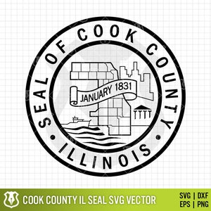 Cook County Illinois Seal, Cook IL County Seal Emblem Logo Digital ...