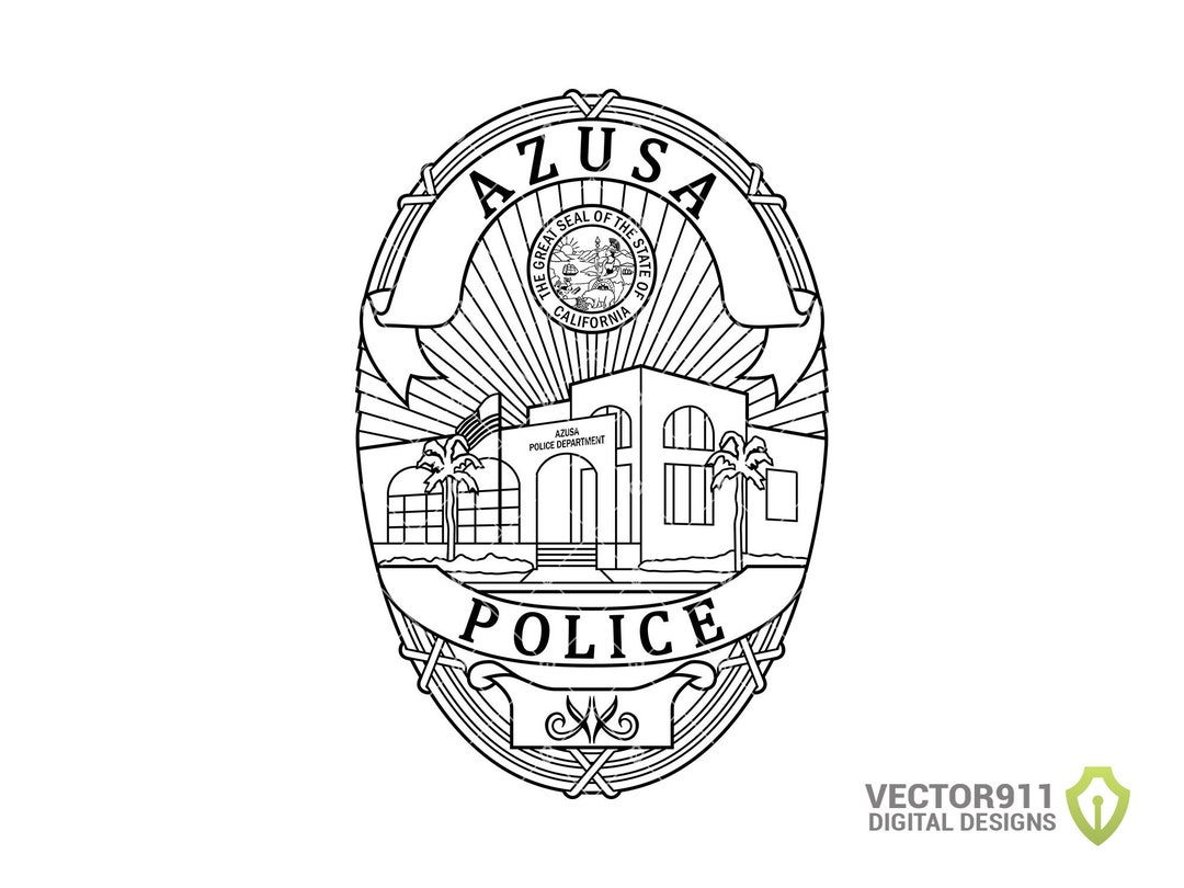 Azusa California Police Department Badge, CA City Law Enforcement Logo ...