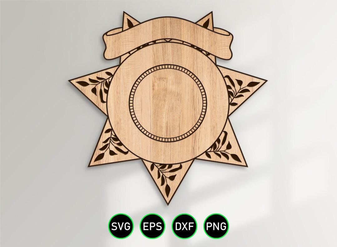Seven Point Star Badge V8 SVG, Blank Sheriff Police 7 Point Shield ...