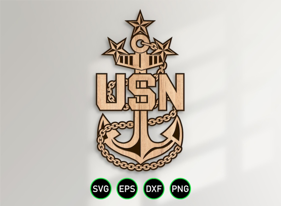 Master Chief Petty Officer of the Navy Anchor SVG, MCPON 3 Star Fouled ...