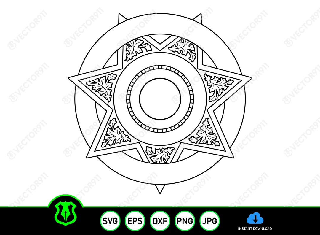 Blank 7 Point Star Badge V5 SVG, Standard Police Sheriff Shield ...