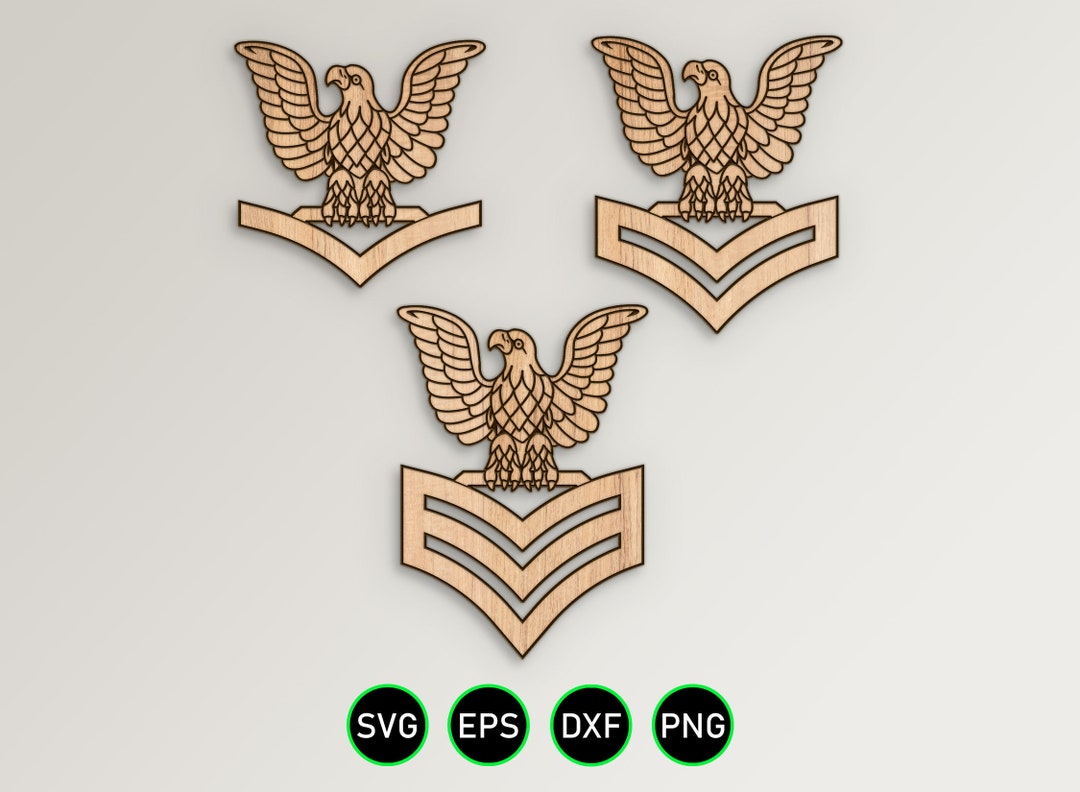 Navy Enlisted Rank Insignia SVG Bundle, E4, E5, E6 Petty Officer Pins ...
