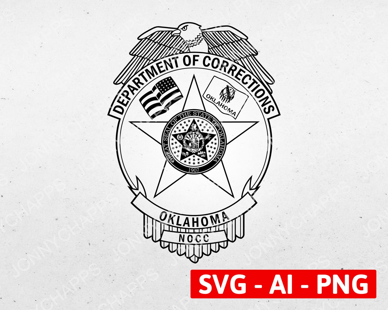 Oklahoma Department of Corrections Logo OK NOCC Badge Seal - Etsy