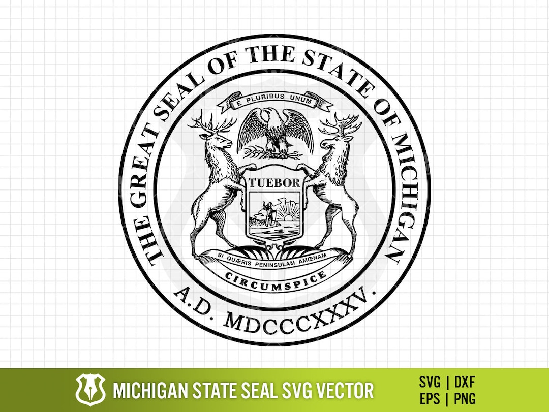 Great Seal of the State of Michigan Detailed Vector Clipart File High ...