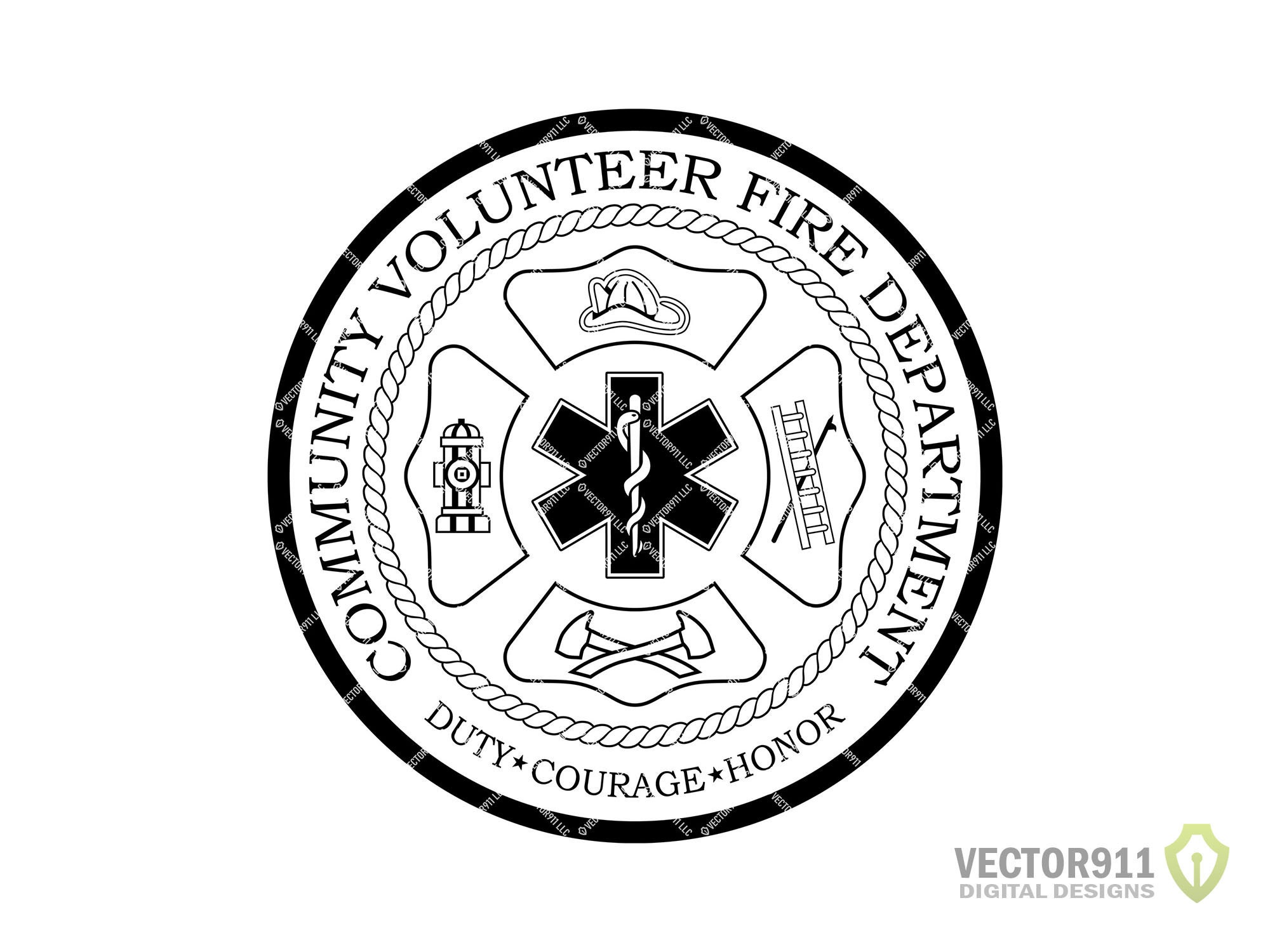 Firefighter Emblem Outline